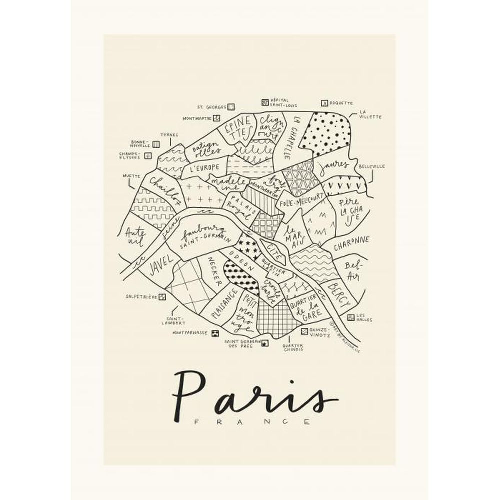 PSTR STUDIO Art Print Aleisha - Paris Neighborhood Map – laboutiquedesign.is