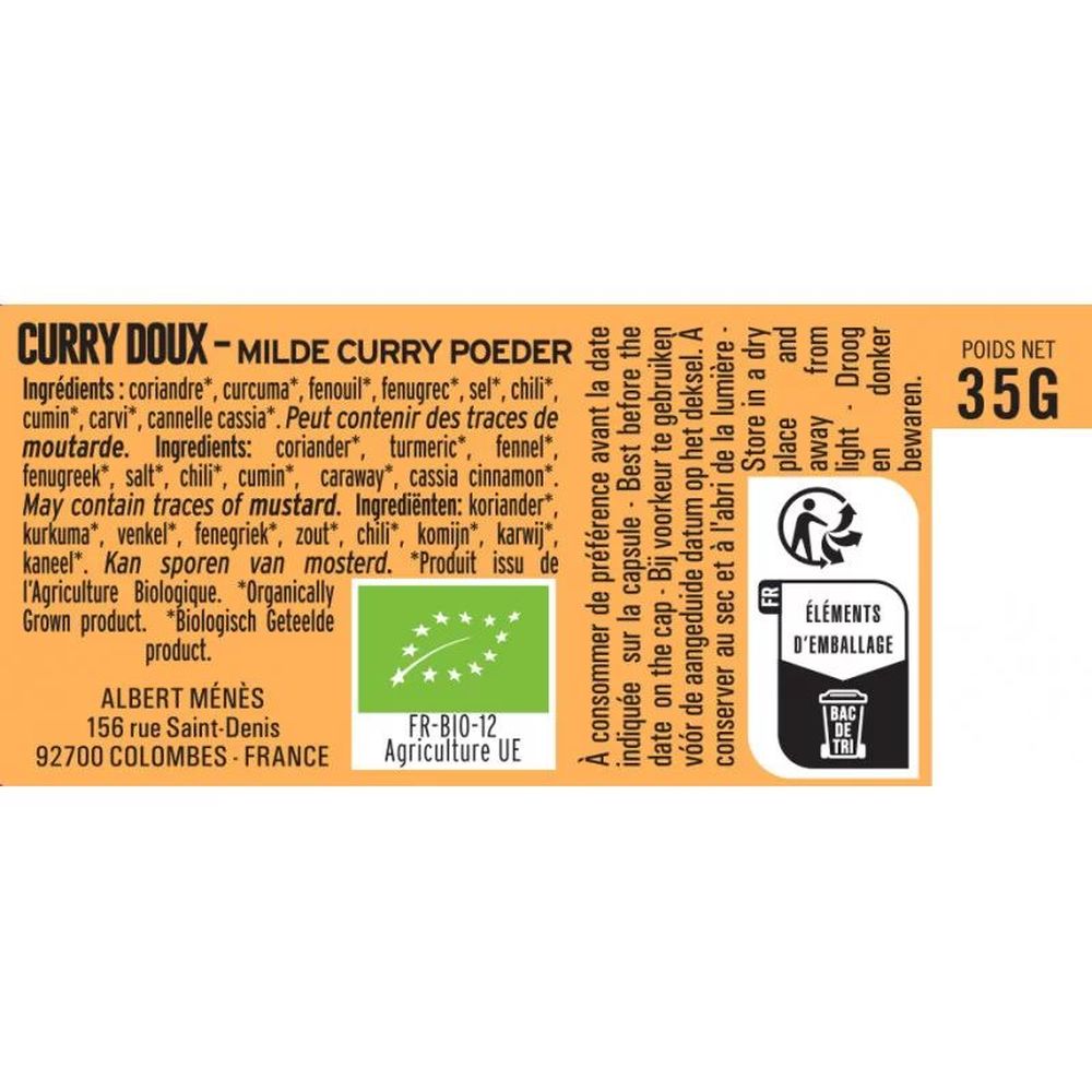ALBERT MENES Organic Curry 35g – laboutiquedesign.is