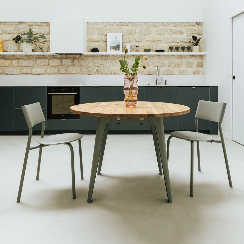 TIPTOE Round Dining Table New Modern Reclaimed Oak Steel Legs ø110cm ...