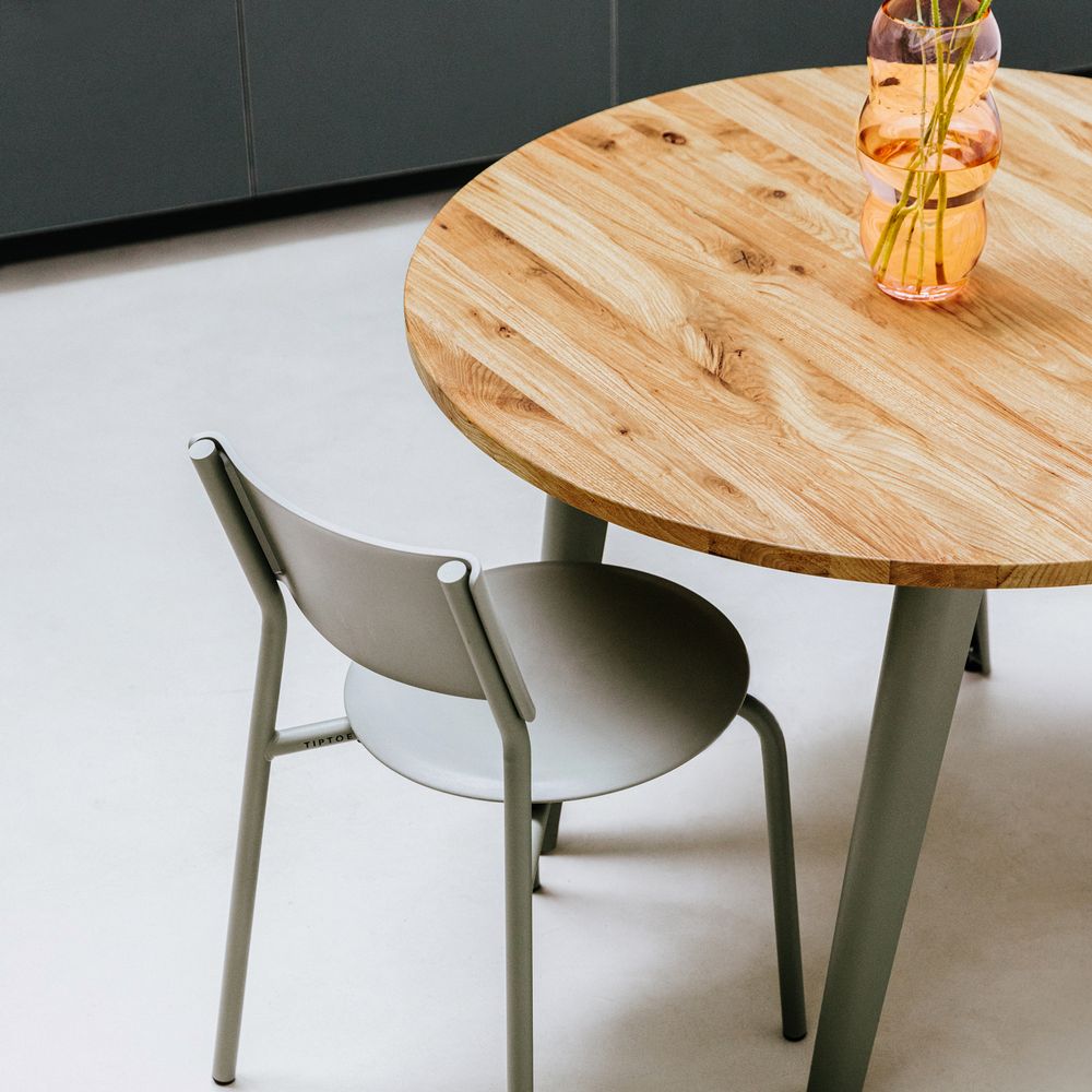 TIPTOE Round Dining Table New Modern Reclaimed Oak Steel Legs ø110cm ...