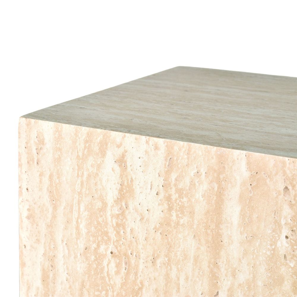 OPJET PARIS Side Table Small Maxime Travertine Effect 45cm ...