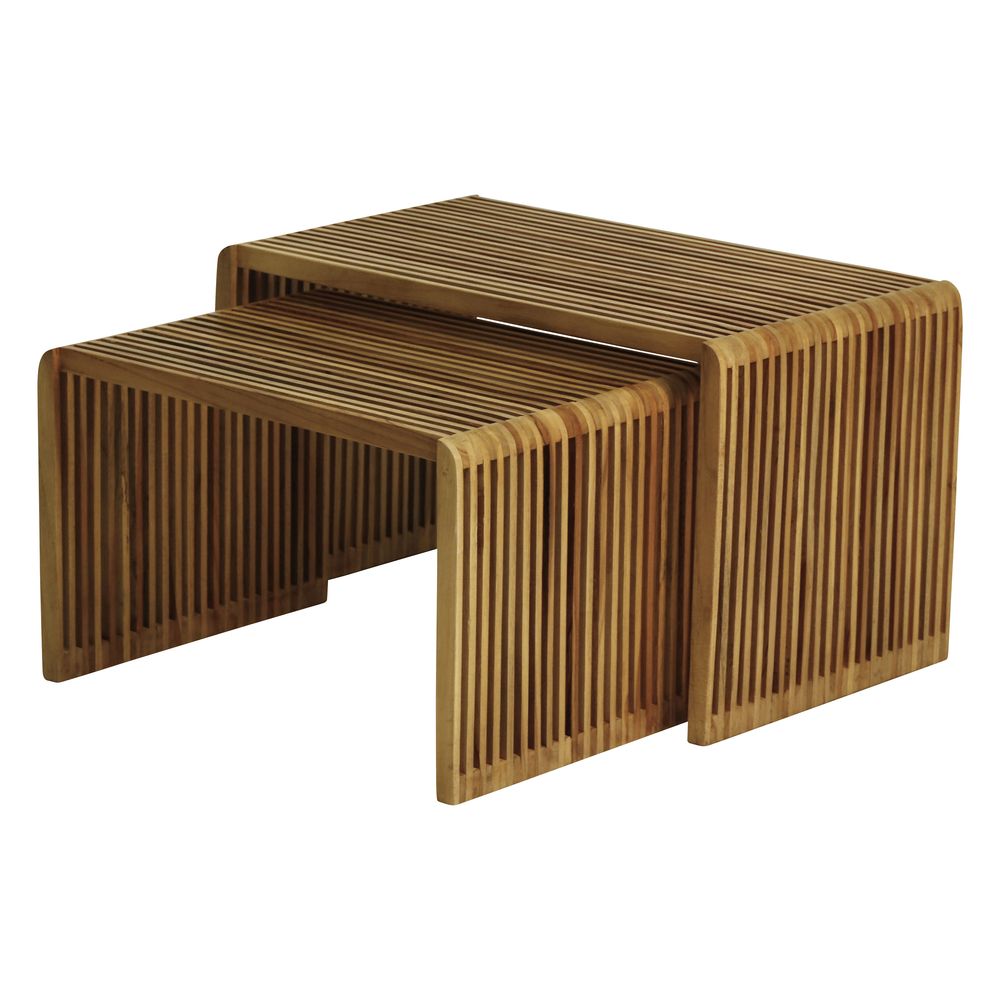 ZAGO Nested Coffee Tables Slat Recycled Teck 70cm – laboutiquedesign.is