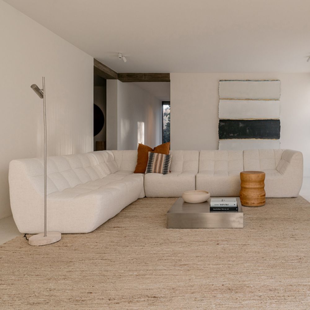 FURNIFIED Floor Lamp Vexa White Travertine Base 150cm – laboutiquedesign.is