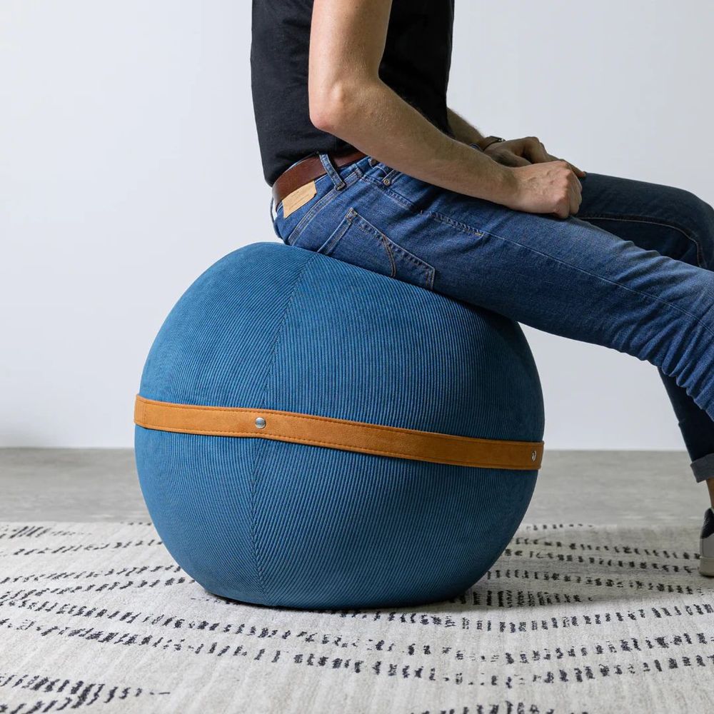 BLOON PARIS Inflated Seating Ball Corduroy Fabric Navy ...