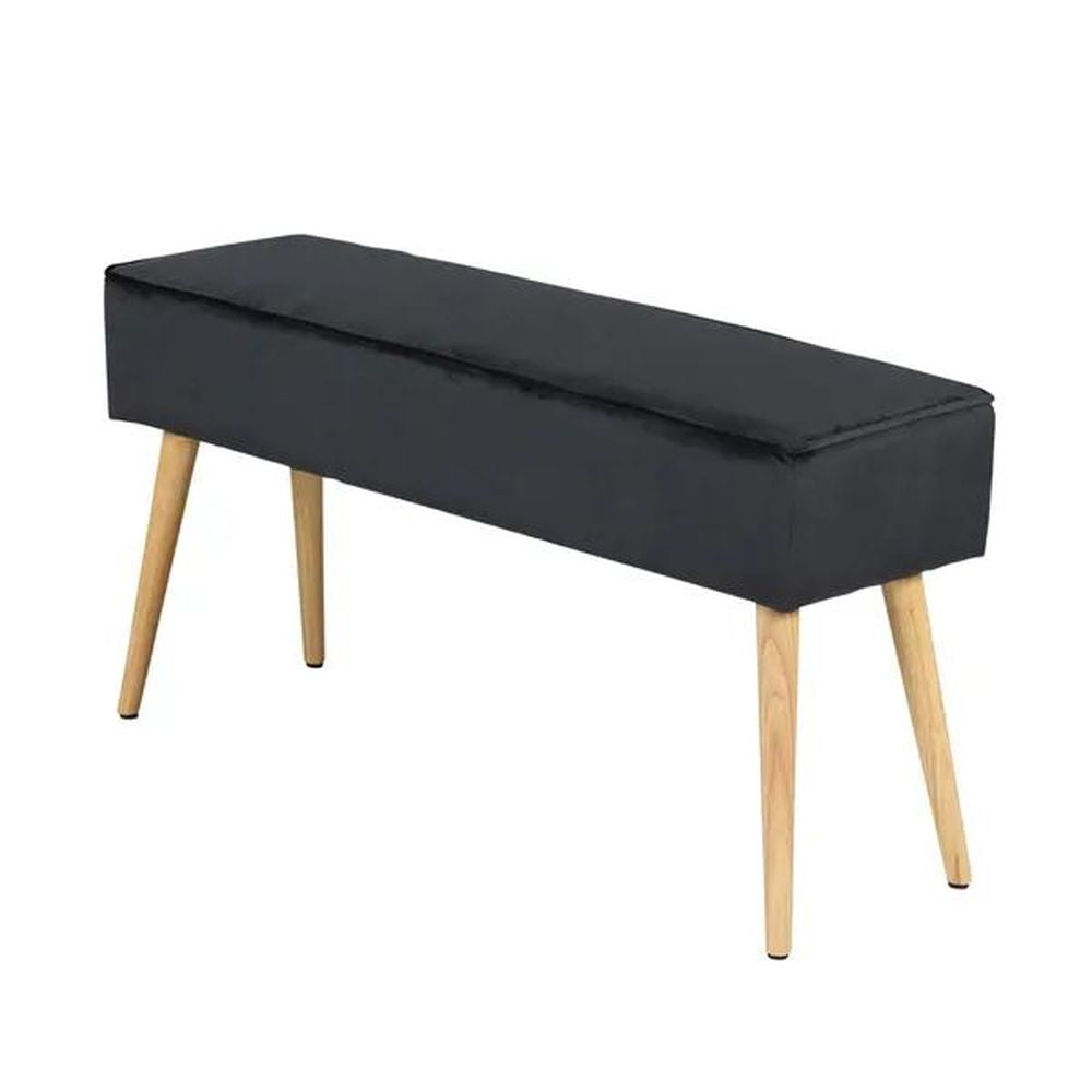 ZAGO Bench Popy wood legs velvet 100cm dark grey – laboutiquedesign.is